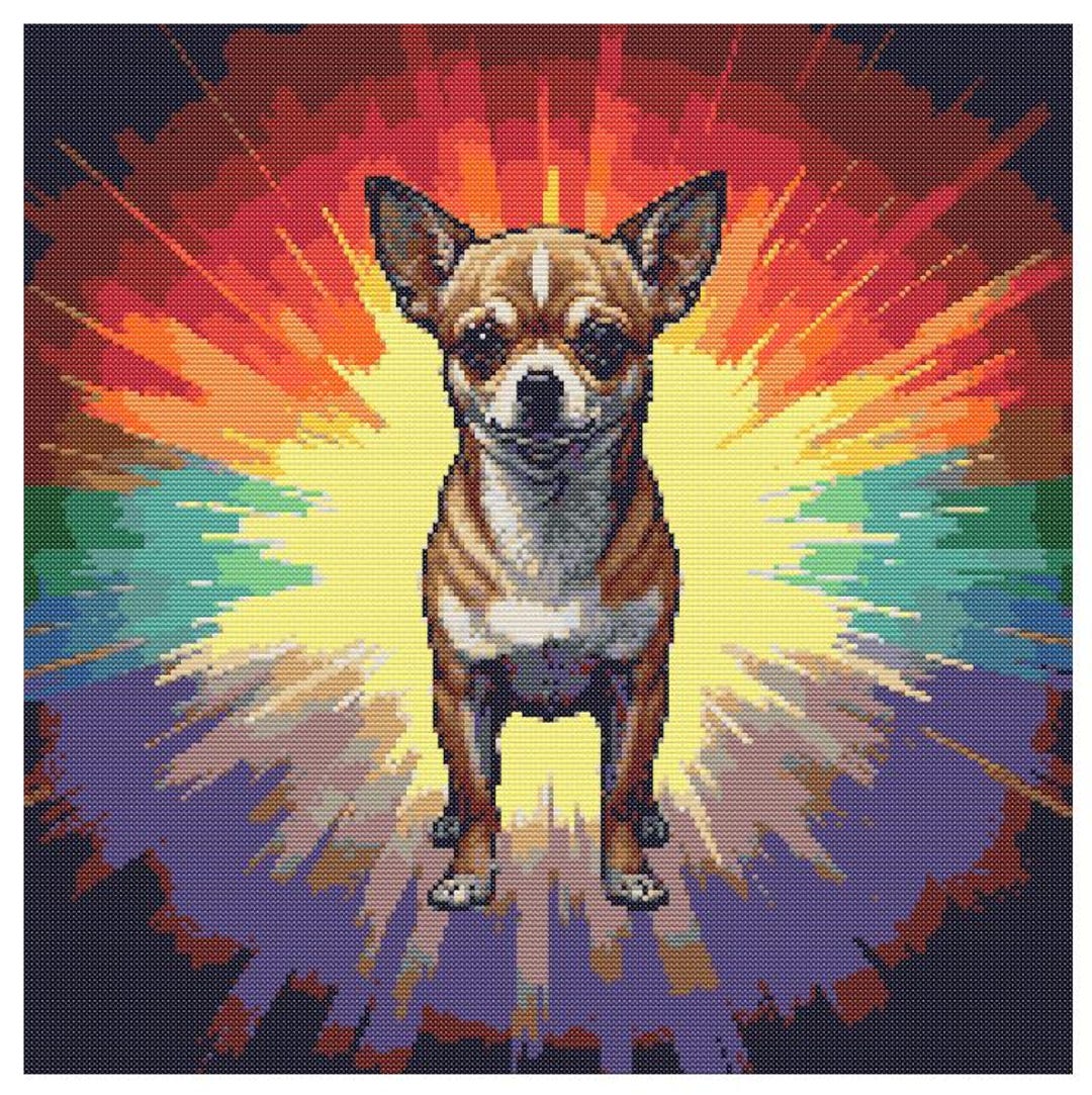 Rainbow Chihuahua Dog Cross Stitch Pattern - Design Size: 200 X 200 ...