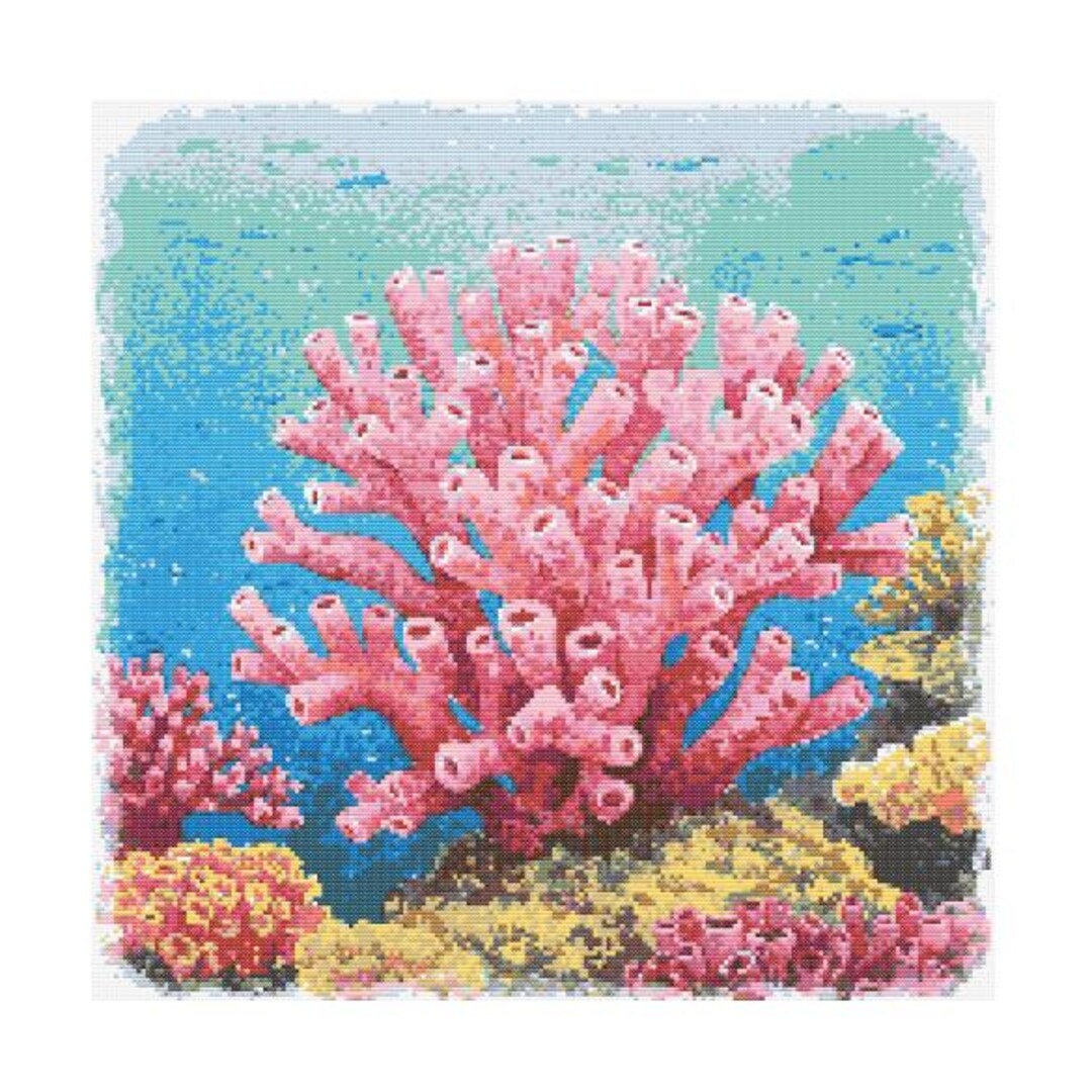 Ocean Coral Watercolor Cross Stitch Pattern - Design Size: 200 X 200 ...