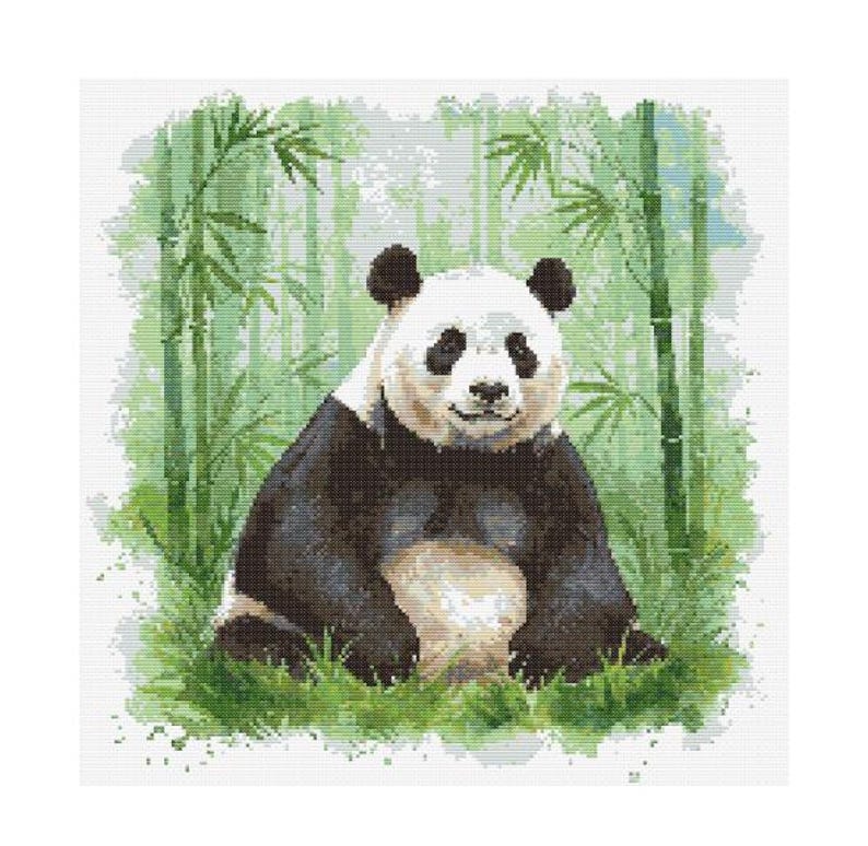 Panda Bear Watercolor Cross Stitch Pattern - Design Size: 200 X 200 ...