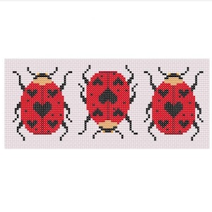 Lady Bugs Cross Stitch Pattern - Design Size: 100 X 42 Stitches - Etsy