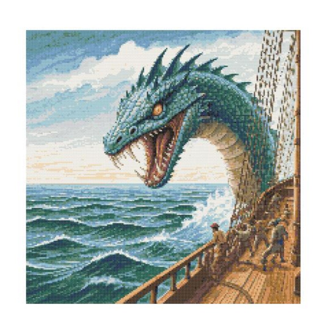 Kraken Watercolor Cross Stitch Pattern - Design Size 200 X 200 Stitches ...