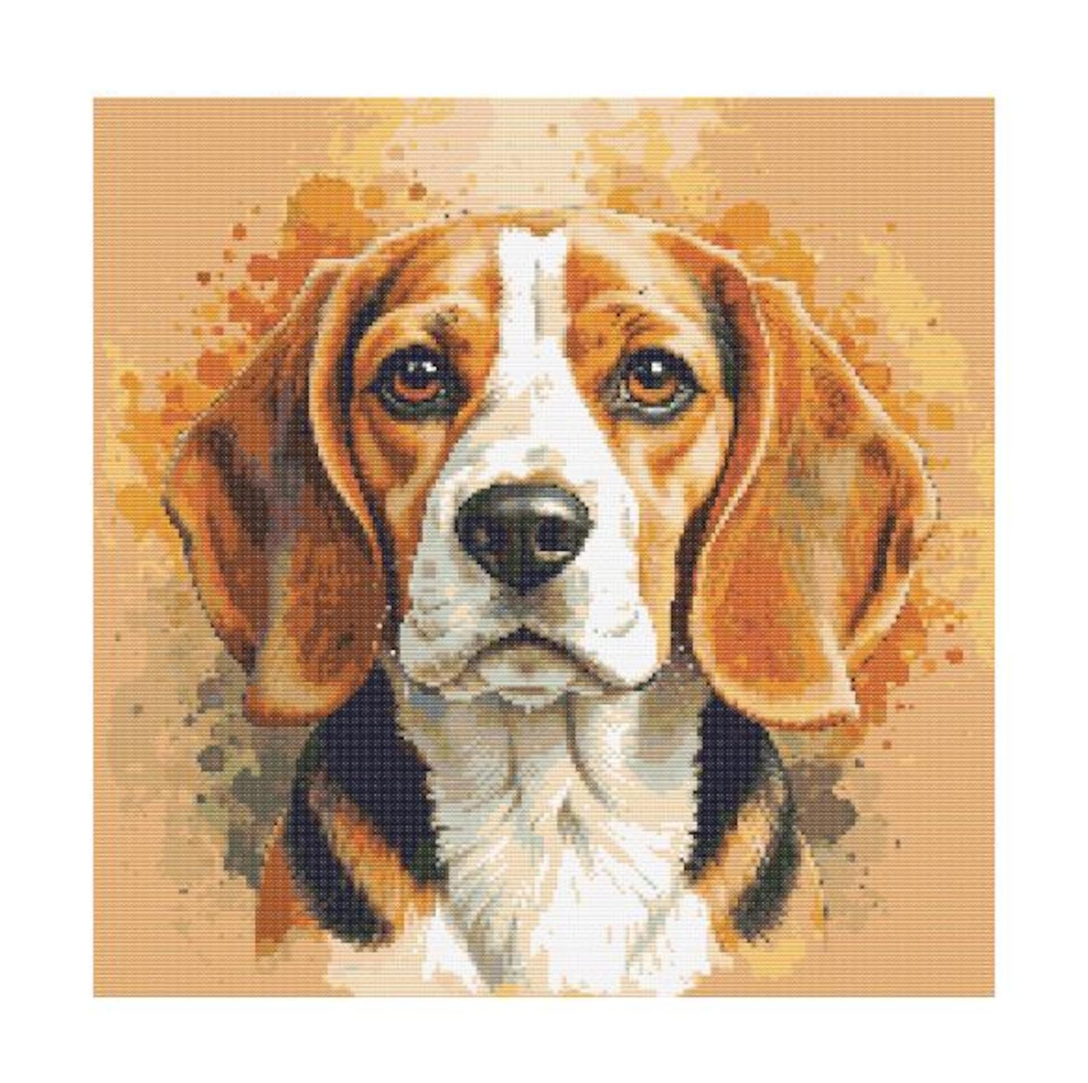 Beagle Portrait Watercolor Cross Stitch Pattern - Design Size: 200 X ...
