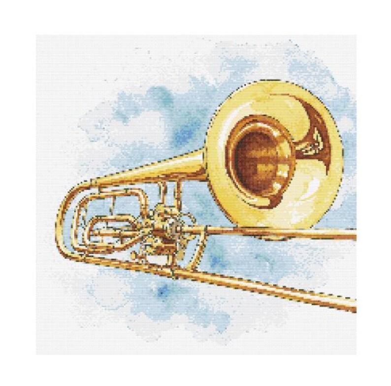 Trombone Cross Stitch Pattern - Design Size: 200 X 200 Stitches - Etsy