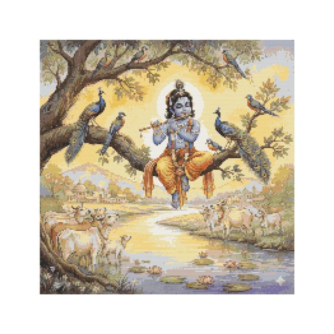 Hindu Krishna Cross Stitch Pattern - Design Size: 200 X 200 Stitches - Etsy