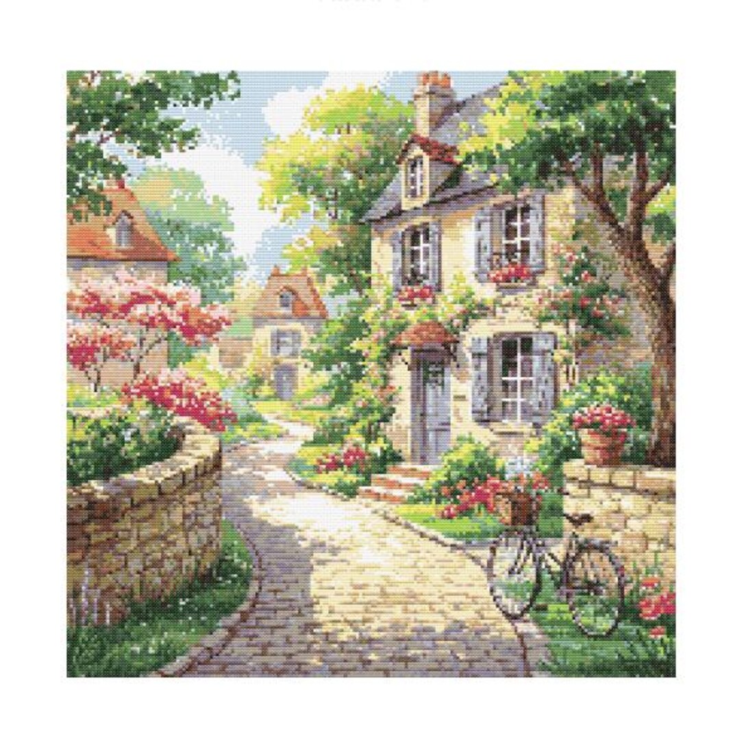 French Cottage Countryside Cross Stitch Pattern - 200 X 200 Stitches - Etsy