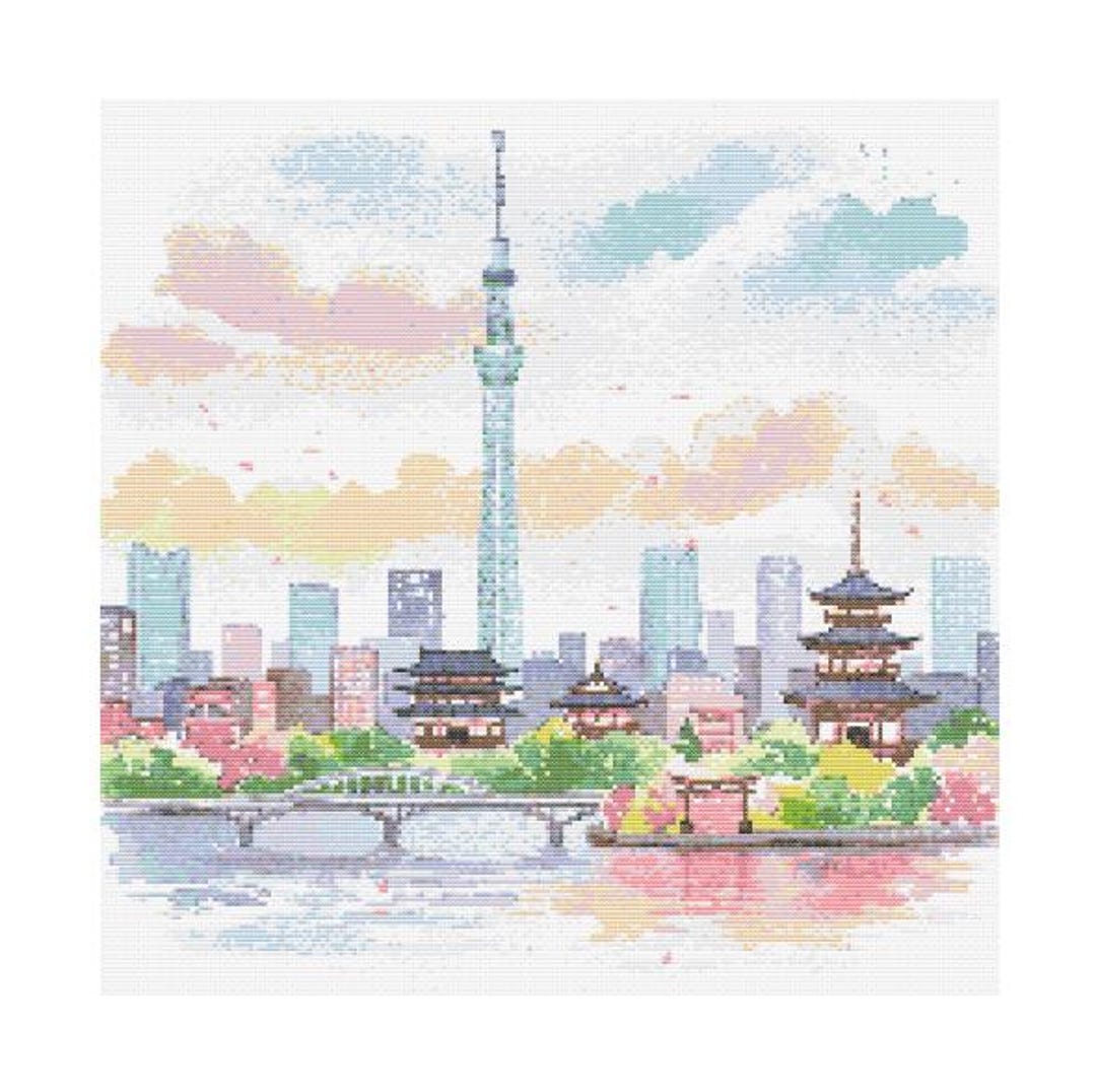 Tokyo, Japan Cross Stitch Pattern - 200 X 200 Stitches - Etsy
