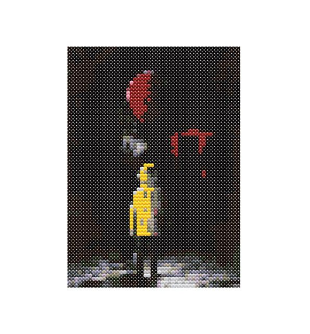Tiny Stephen King IT Pennywise Horror Movie Cross Stitch Pattern Small ...