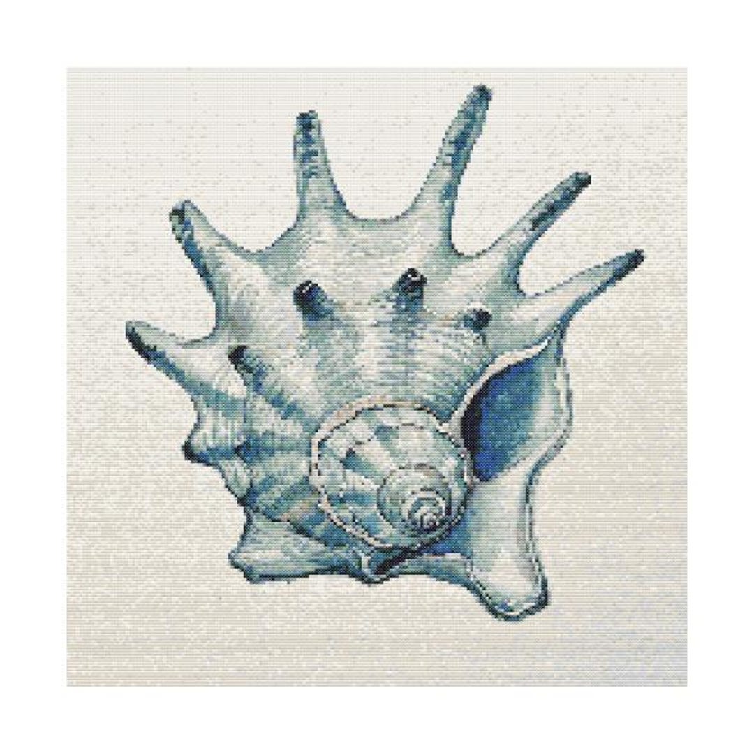Seashell Watercolor Cross Stitch Pattern - Design Size: 200 X 200 ...