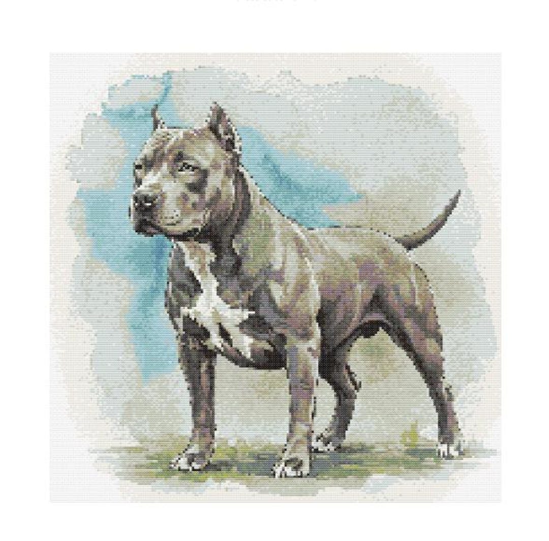Pit Bull Watercolor Cross Stitch Pattern - Design Size: 200 X 200 ...