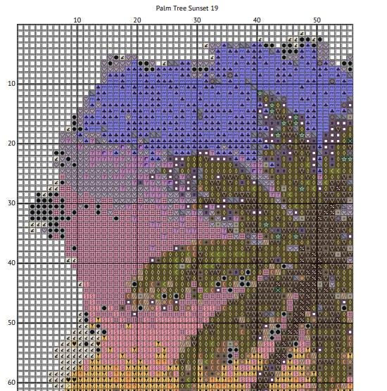 Palm Tree Sunset Watercolor Cross Stitch Pattern - Design Size: 200 X ...