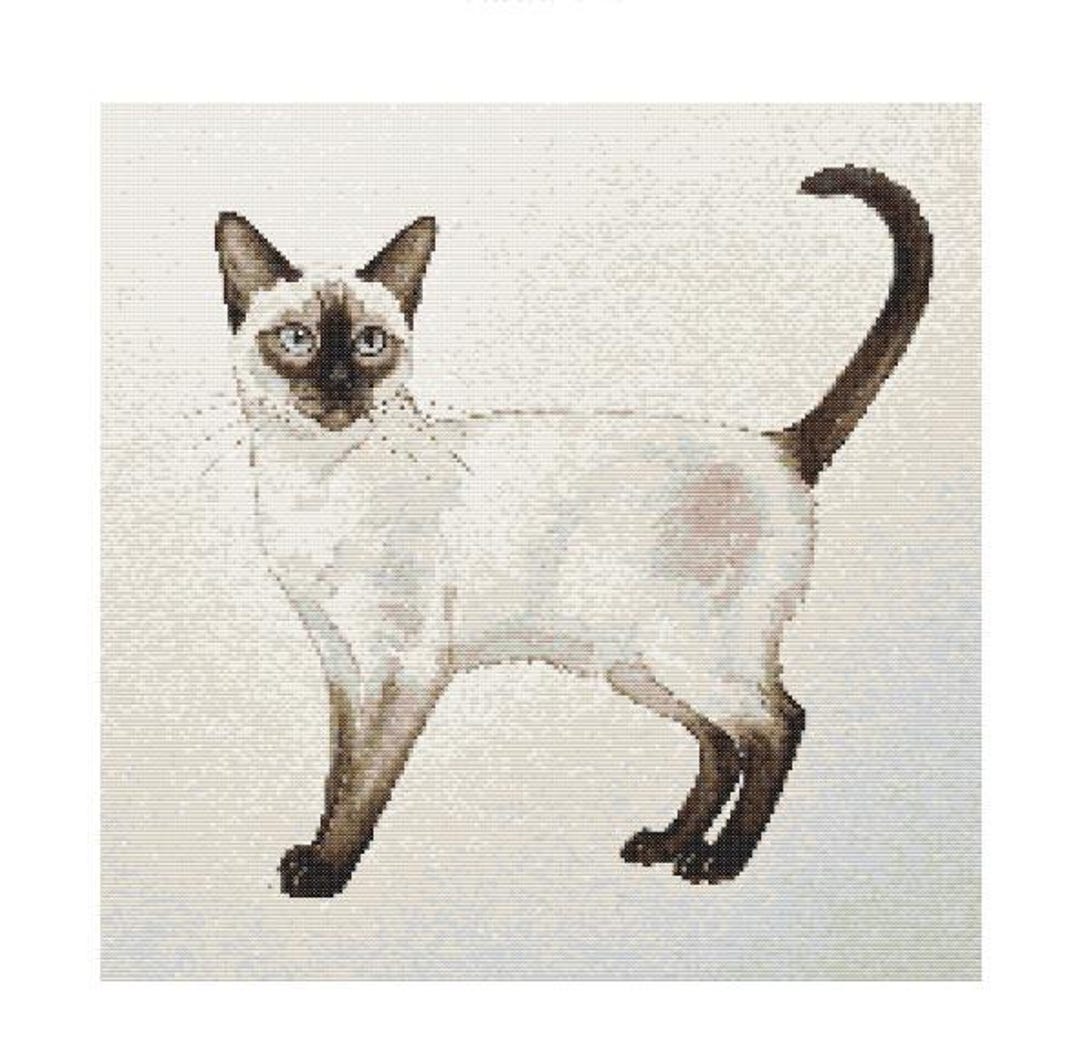 Siamese Cat Watercolor Cross Stitch Pattern - Design Size: 200 X 200 Stitches - Etsy