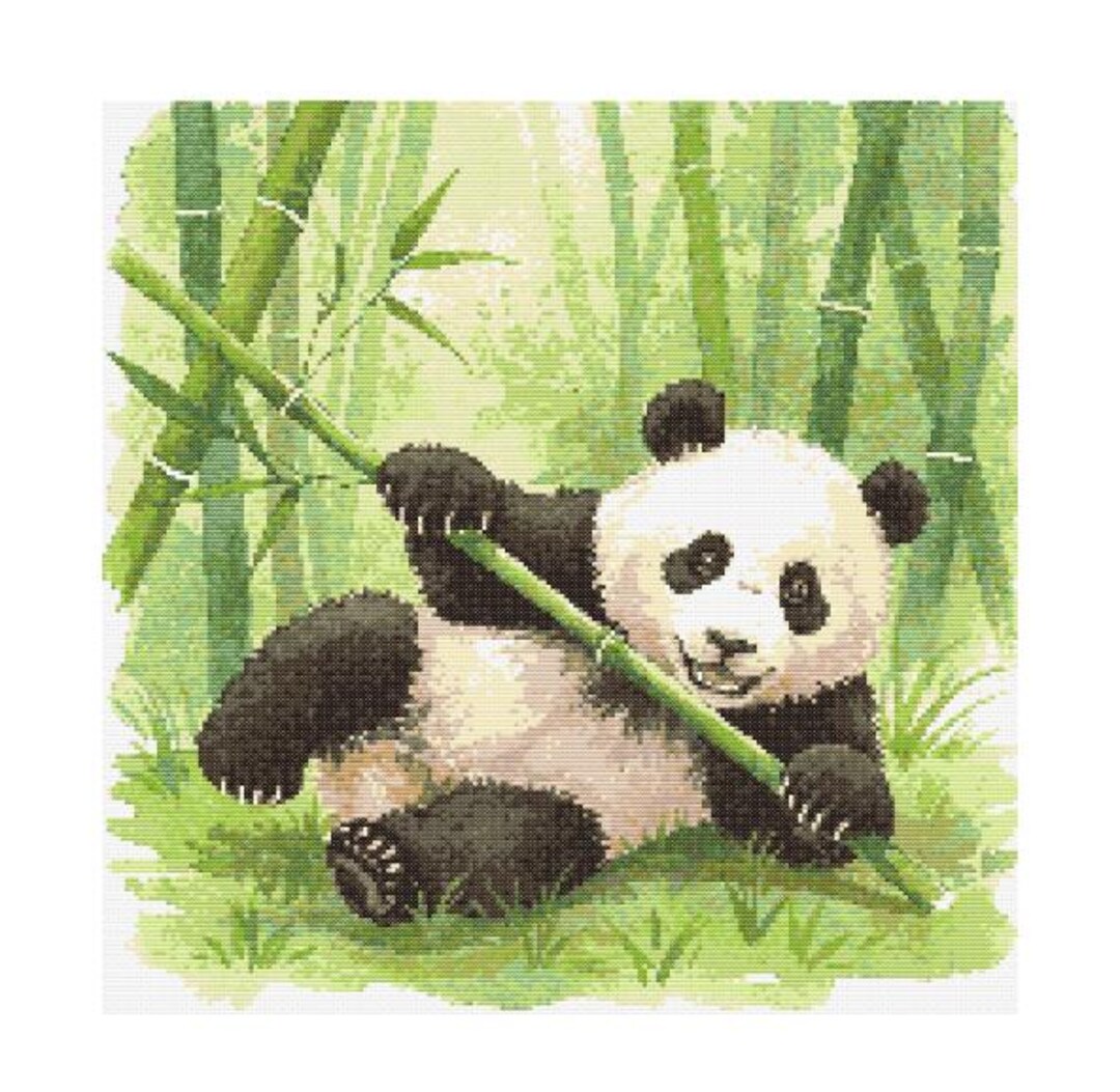 Panda Bear Watercolor Cross Stitch Pattern - Design Size: 200 X 200 ...