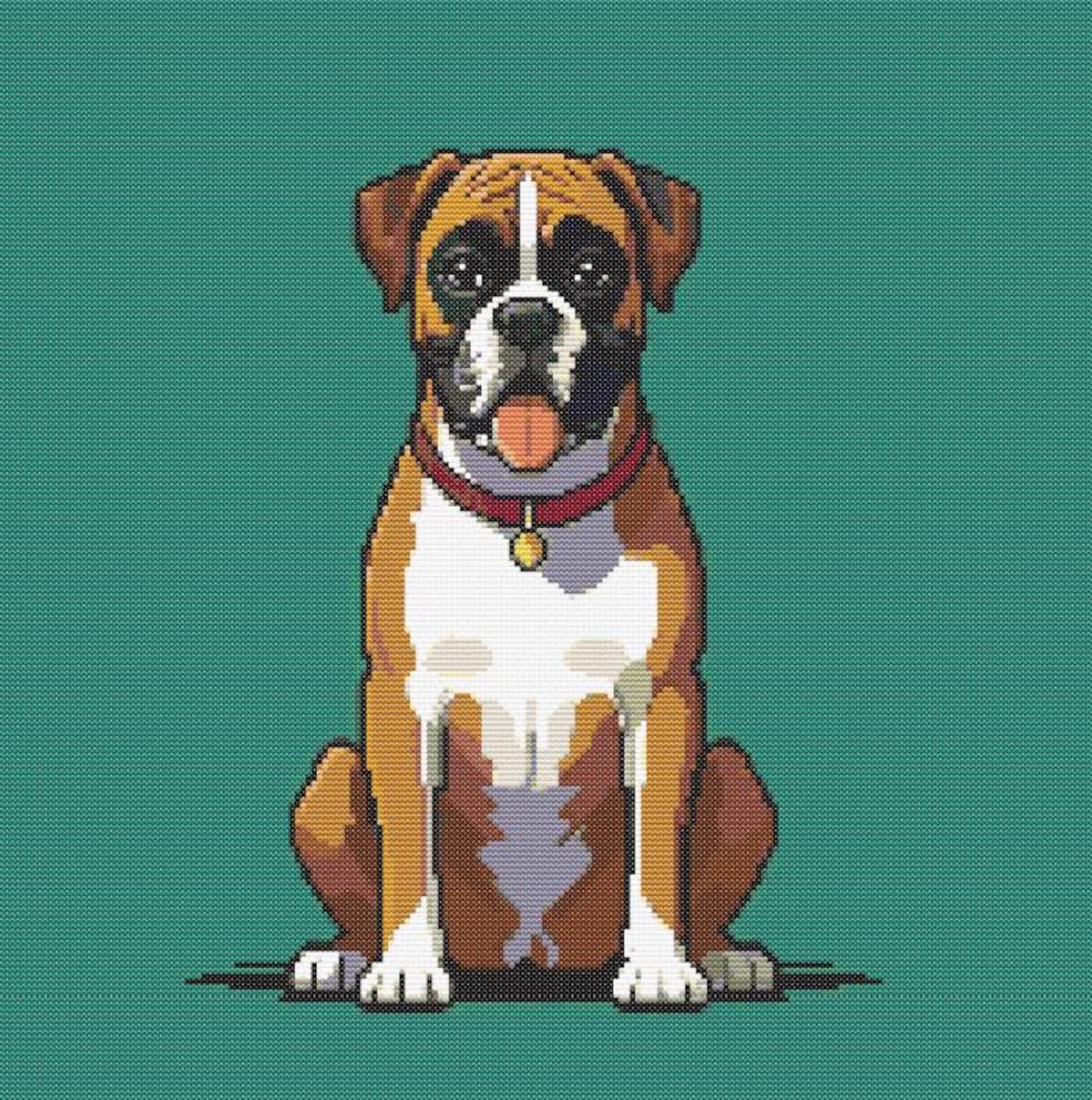 Boxer Dog Cross Stitch Pattern - Design Size: 200 X 200 Stitches - Etsy