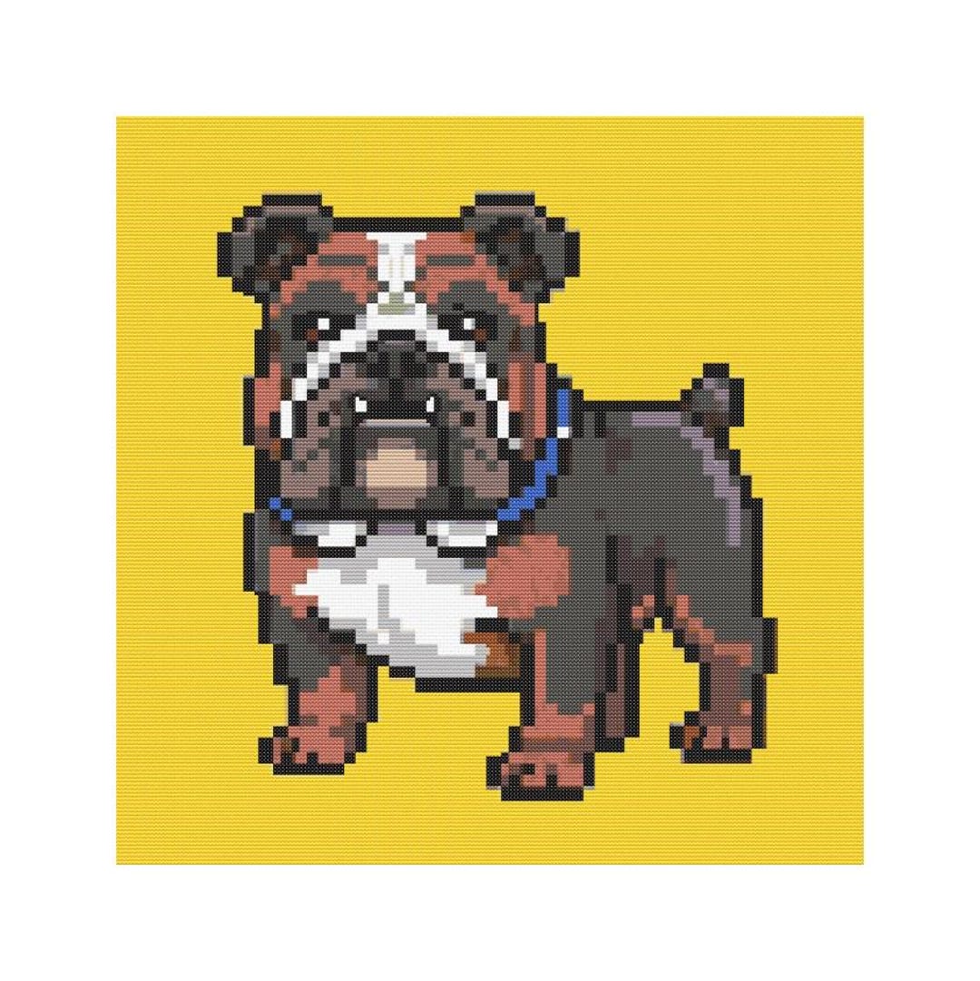 Bulldog Cross 8-bit Stitch Pattern - Design Size: 200 X 200 Stitches - Etsy