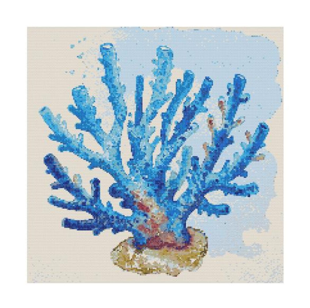 Ocean Coral Watercolor Cross Stitch Pattern - Design Size: 200 X 200 ...
