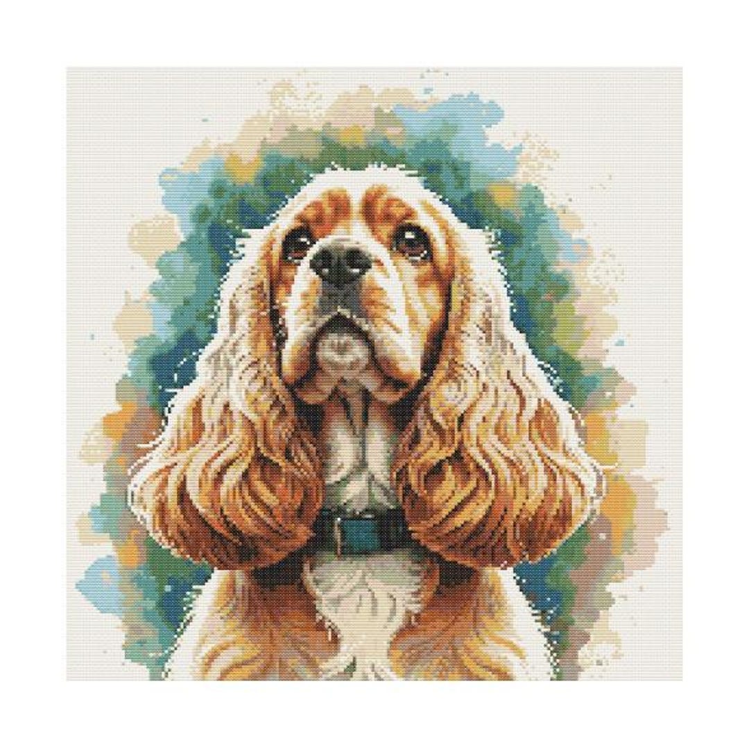 Cocker Spaniel Watercolor Cross Stitch Pattern - Design Size: 200 X 200 ...