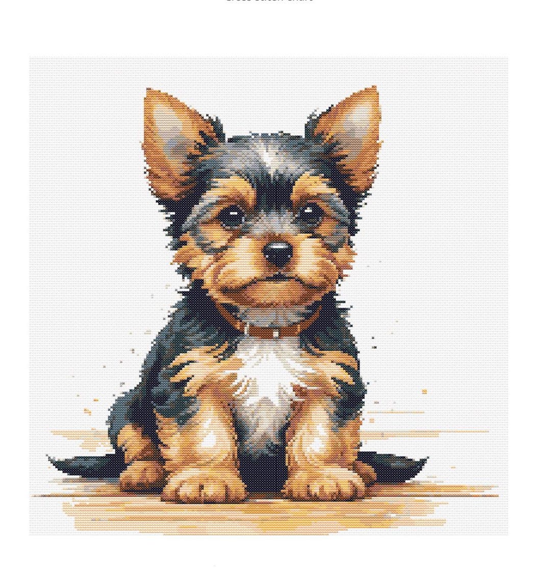 Yorkie Watercolor Cross Stitch Pattern - Design Size: 200 X 200 ...