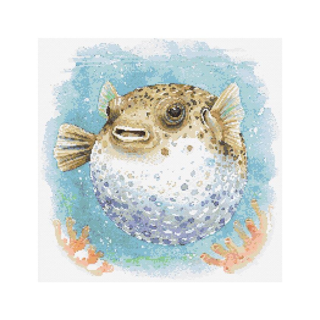 Puffer Fish Watercolor Cross Stitch Pattern - Design Size: 200 X 200 ...