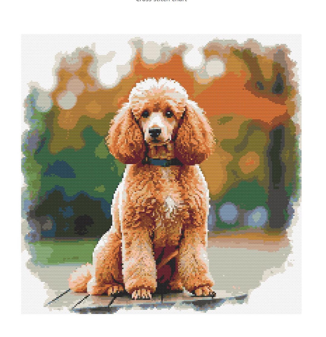 Poodle Watercolor Cross Stitch Pattern - Design Size: 200 X 200 ...