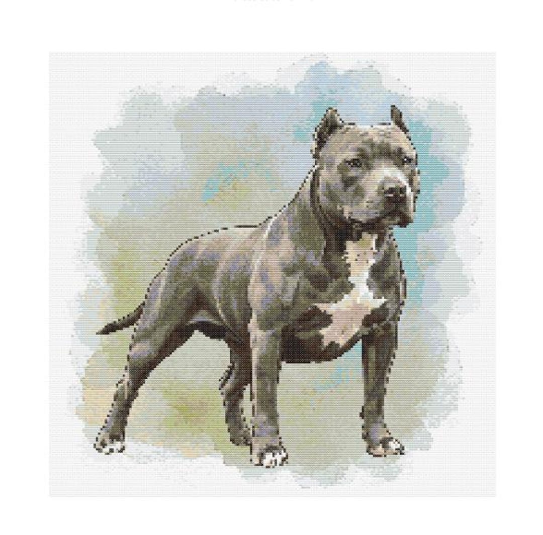 Pit Bull Watercolor Cross Stitch Pattern - Design Size: 200 X 200 ...