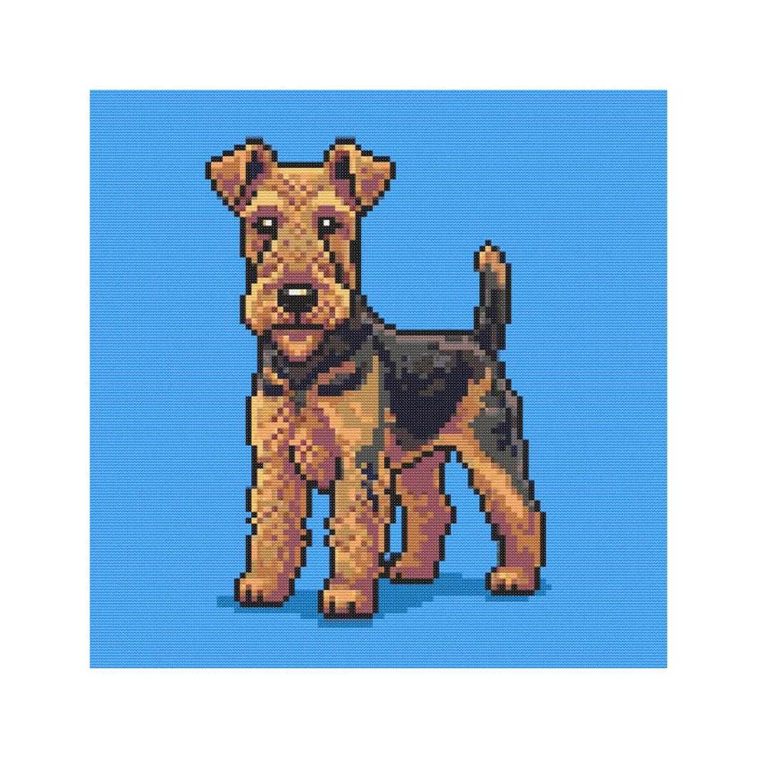 Airedale Terrier Cross Stitch Pattern: 8-bit Dog Design (PDF Pattern ...