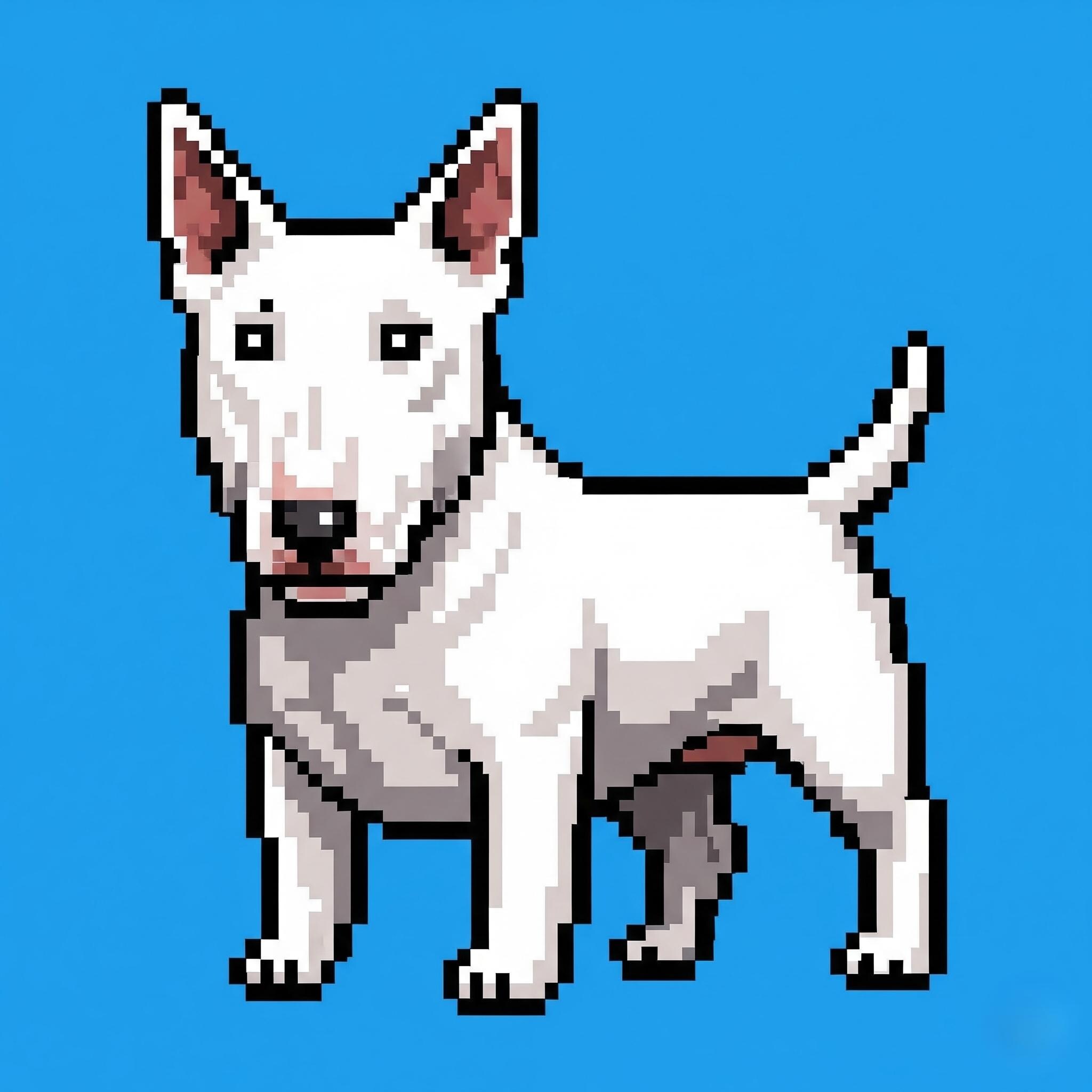Bull Terrier 8-bit Dog Cross Stitch Pattern - Design Size: 200 X 200 ...