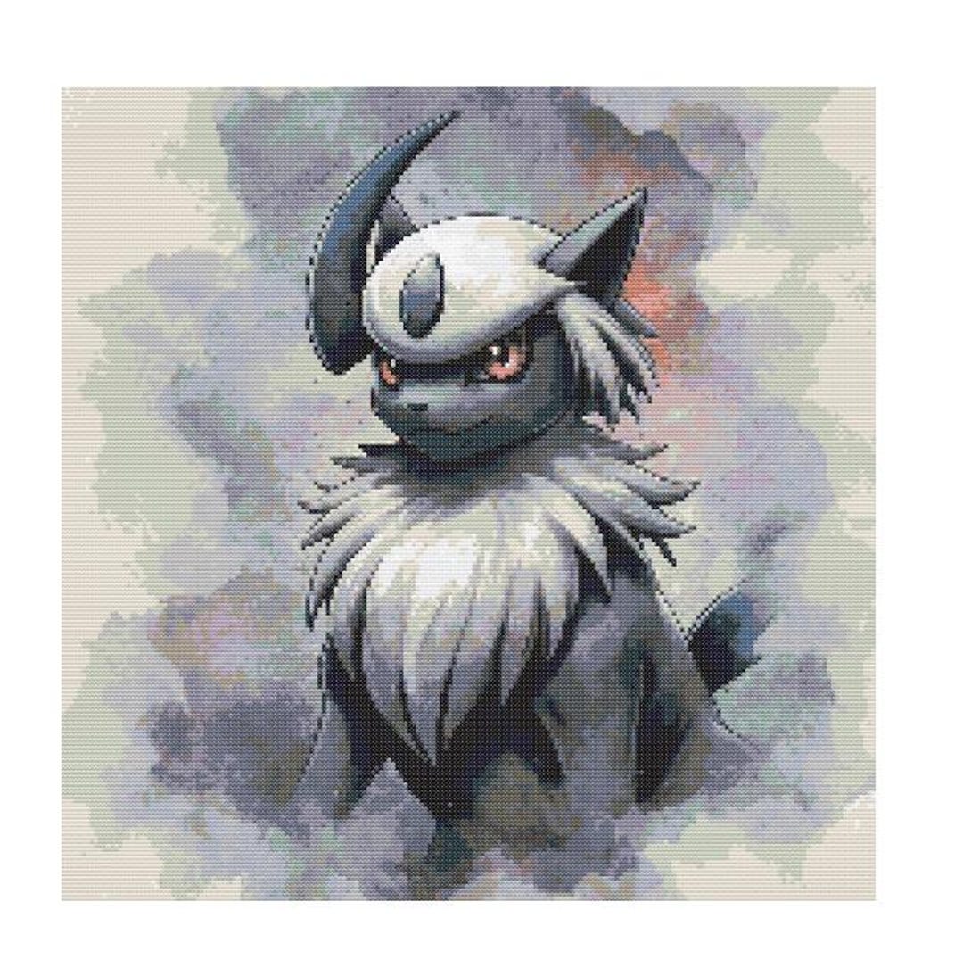 Absol Pokemon Watercolor Stitch Pattern Design Size: 200 X 200 Stitches ...
