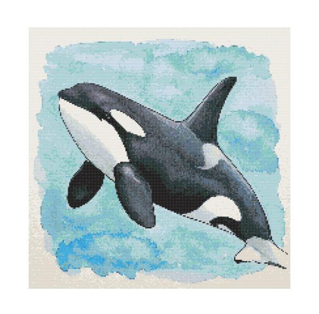 Orca Watercolor Cross Stitch Pattern - Design Size: 200 X 200 Stitches ...