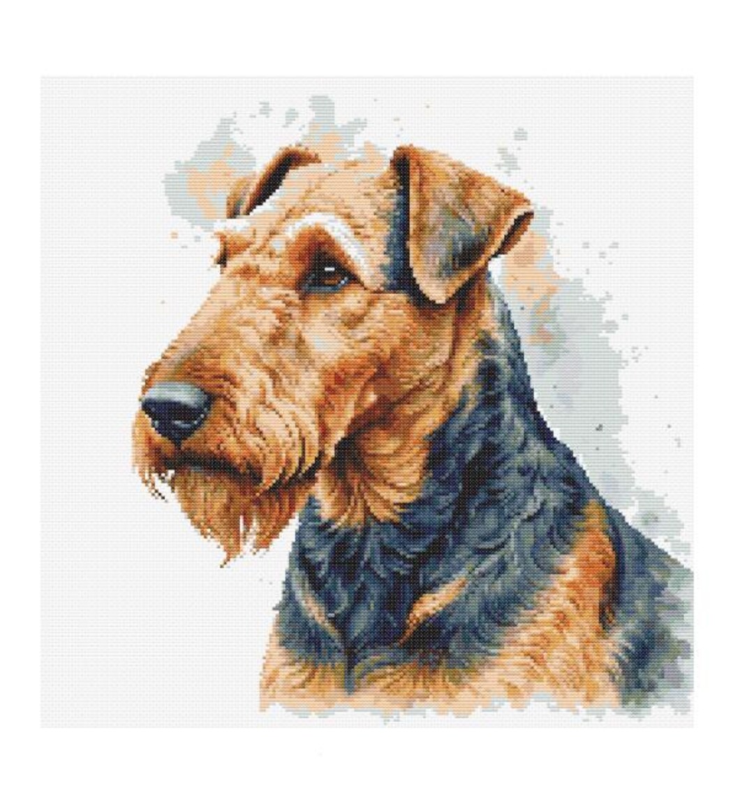 Airedale Watercolor Cross Stitch Pattern Design Size: 150 X 150 ...