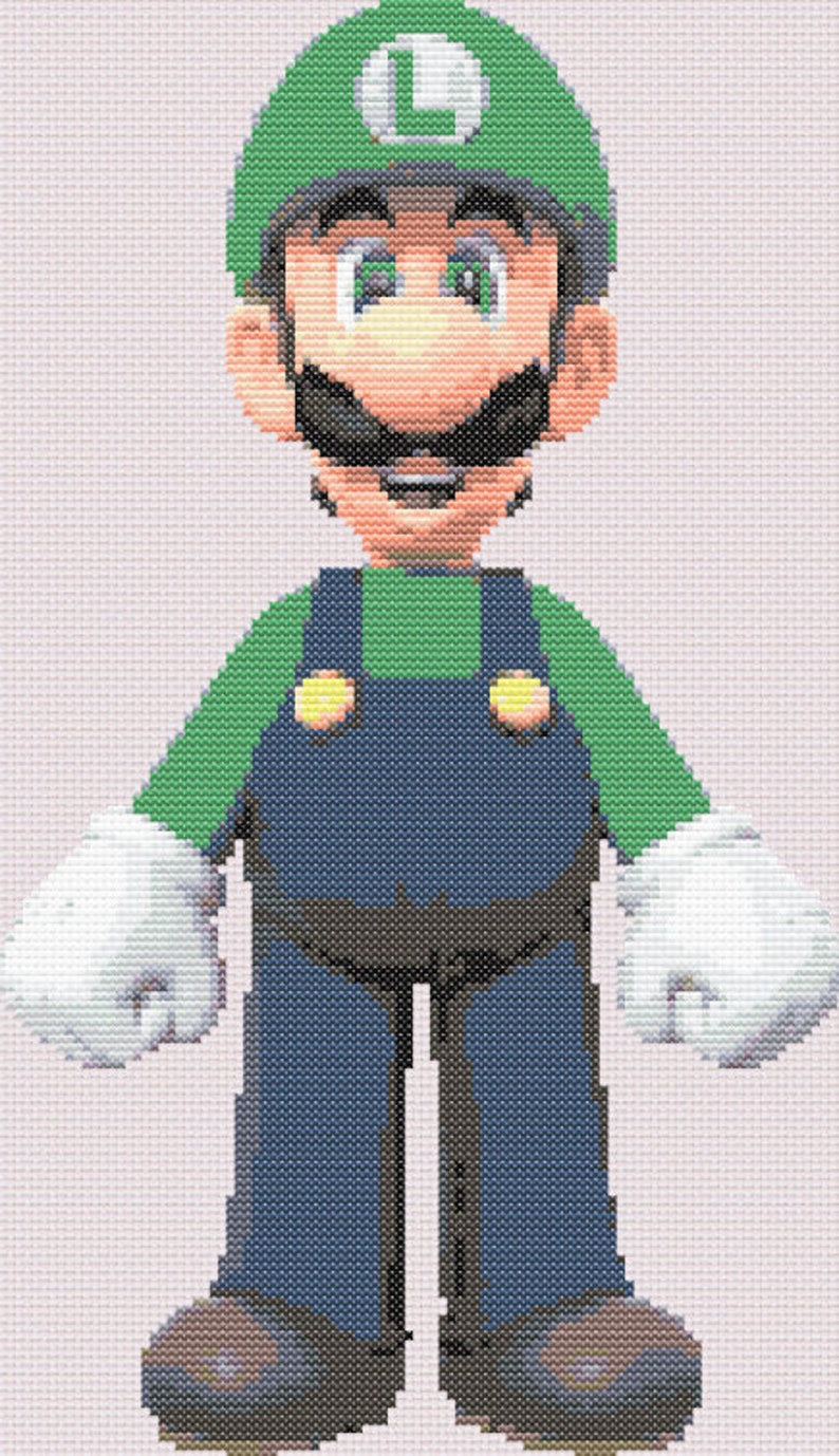 Luigi Cross Stitch Pattern Design Size: 100 X 172 Stitches - Etsy