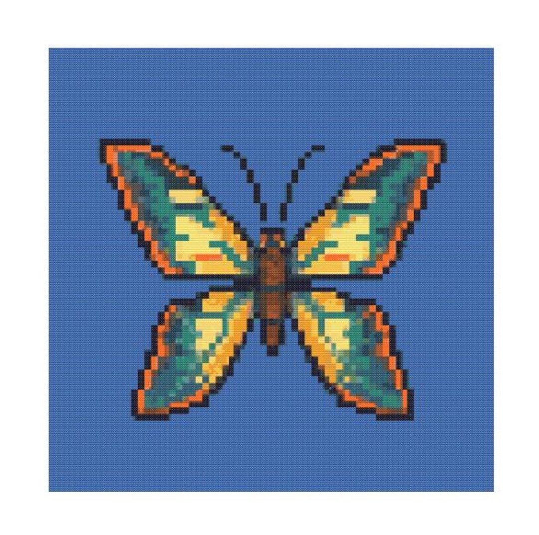 Butterfly on True Blue Cross Stitch Pattern - Design Size: 200 X 200 ...