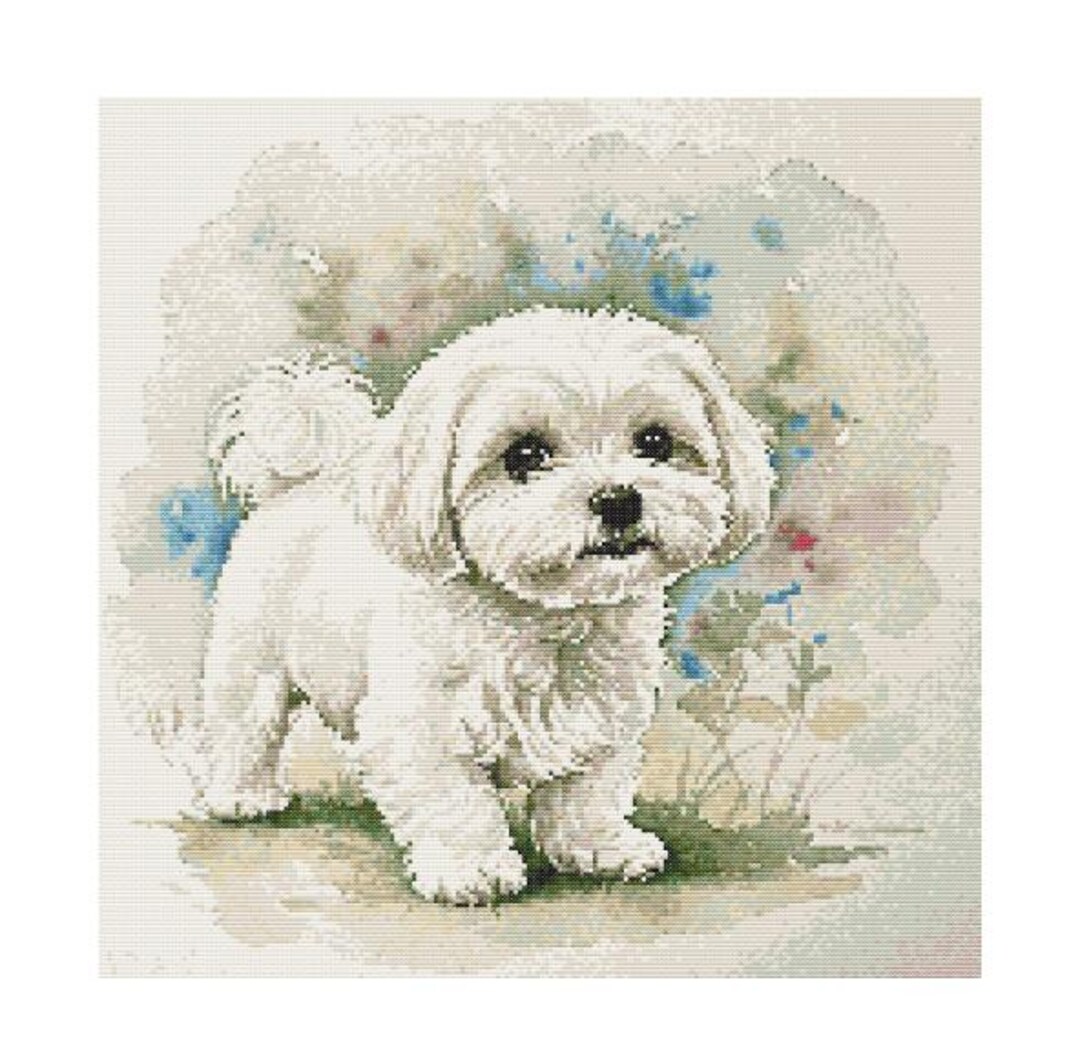 Maltipoo Watercolor Cross Stitch Pattern - Design Size: 200 X 200 ...