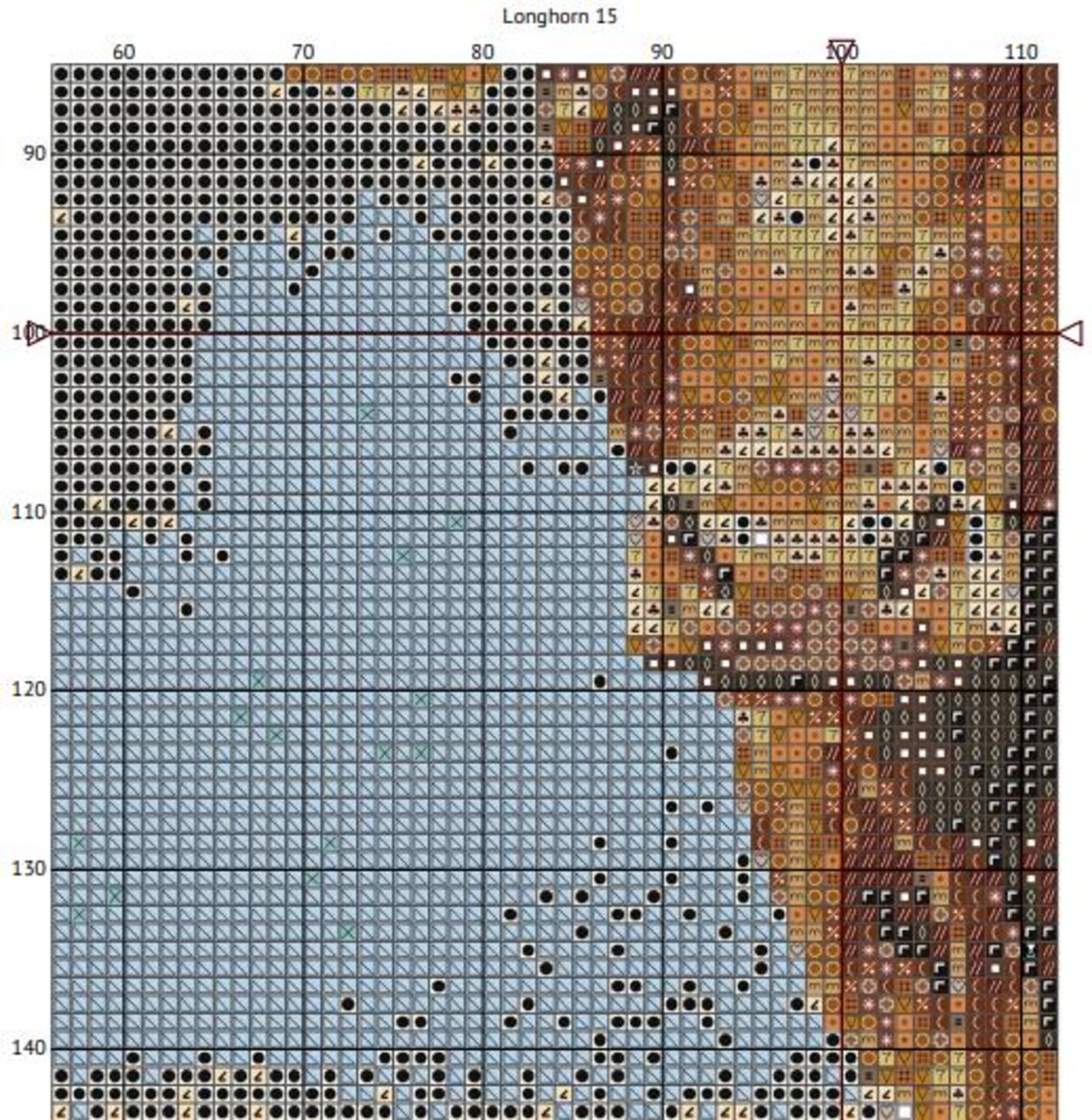 Longhorn Watercolor Cross Stitch Pattern - Design Size: 200 X 200 ...