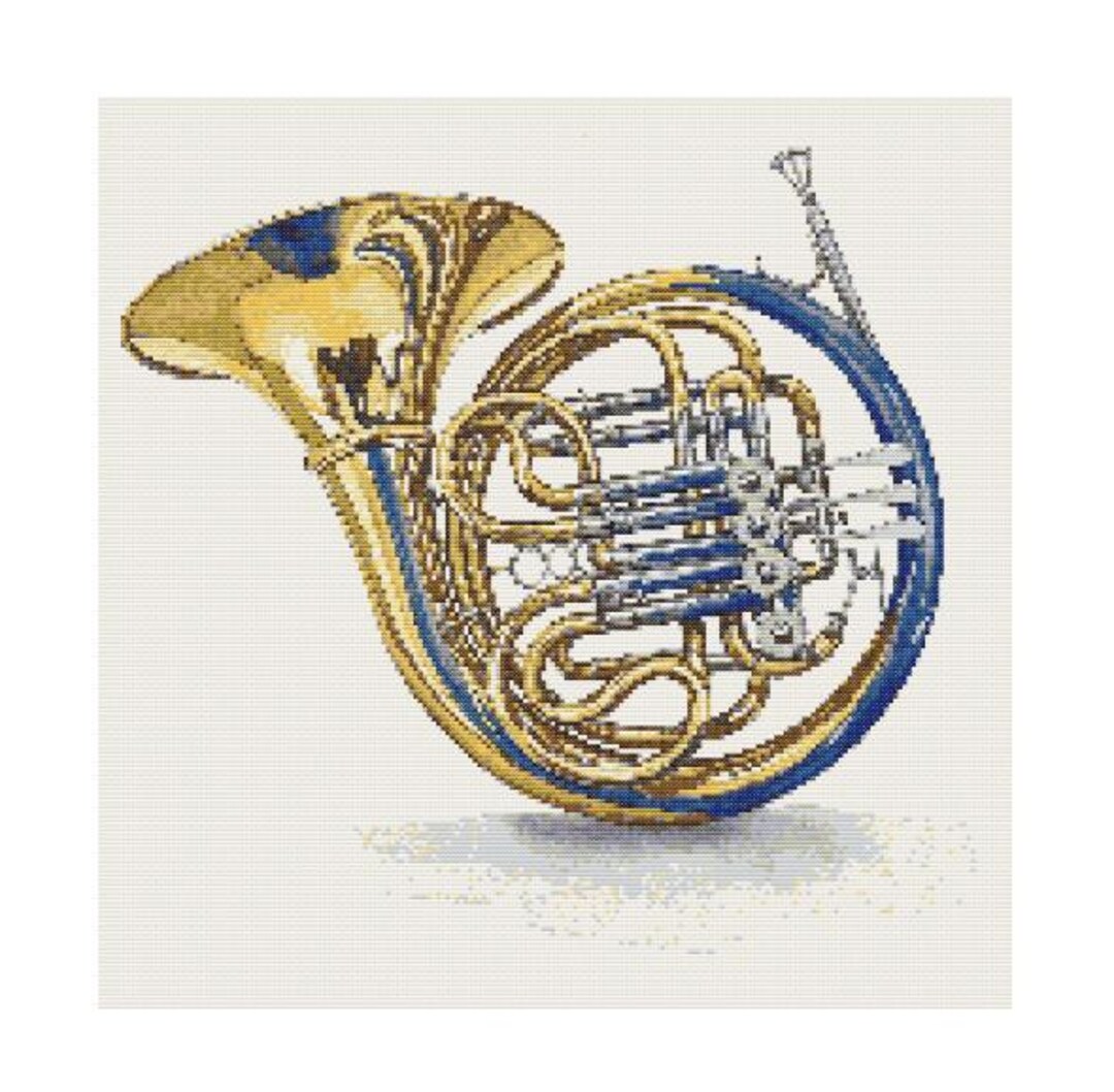 French Horn Band Instrument Cross Stitch Pattern - Design Size: 200 X ...