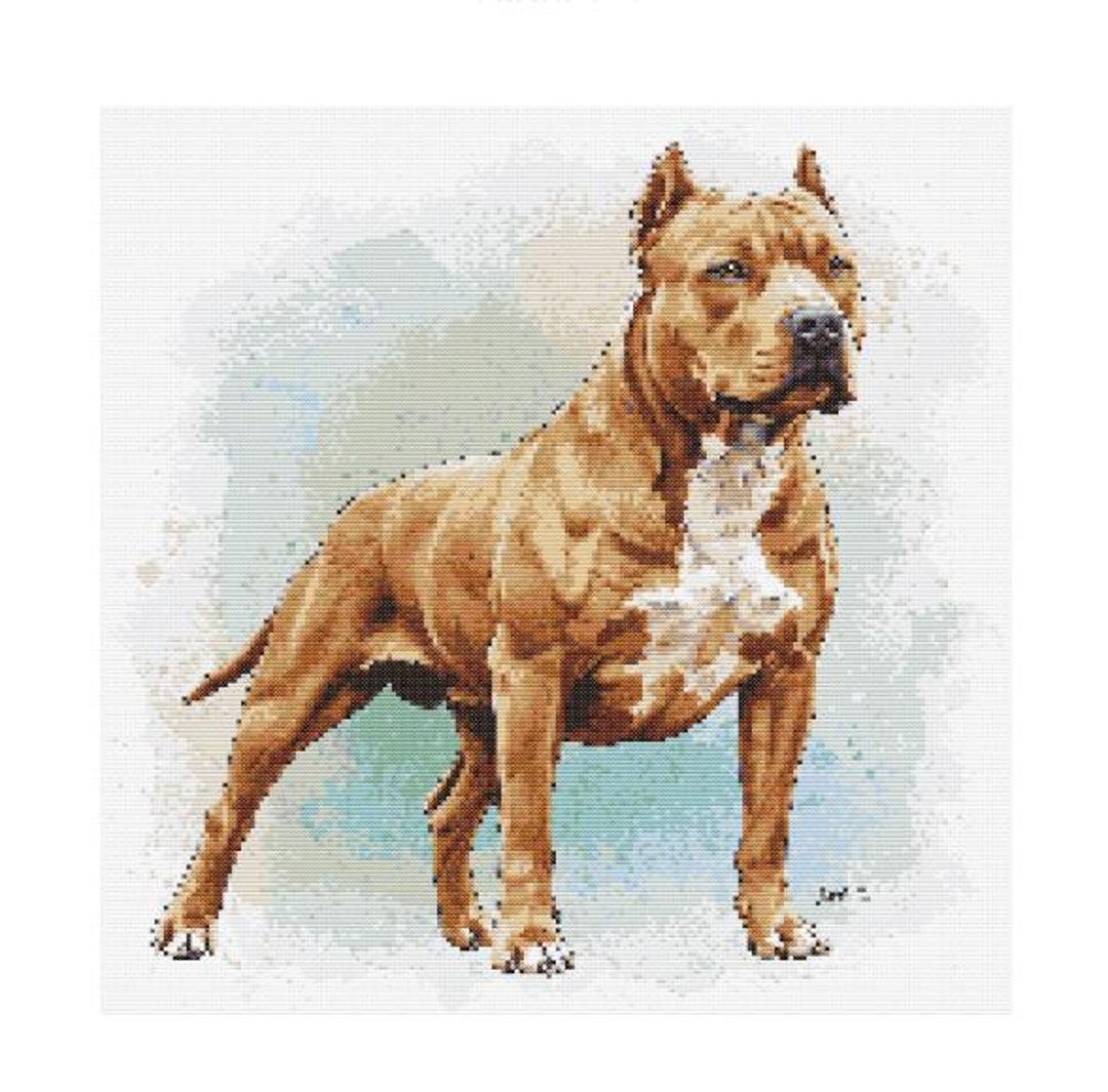 Pit Bull Watercolor Cross Stitch Pattern - Design Size: 200 X 200 ...