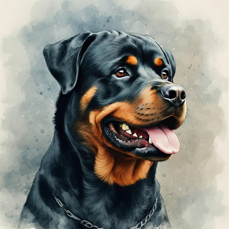 Rottweiler Side Profile Watercolor Cross Stitch Pattern - Design Size ...