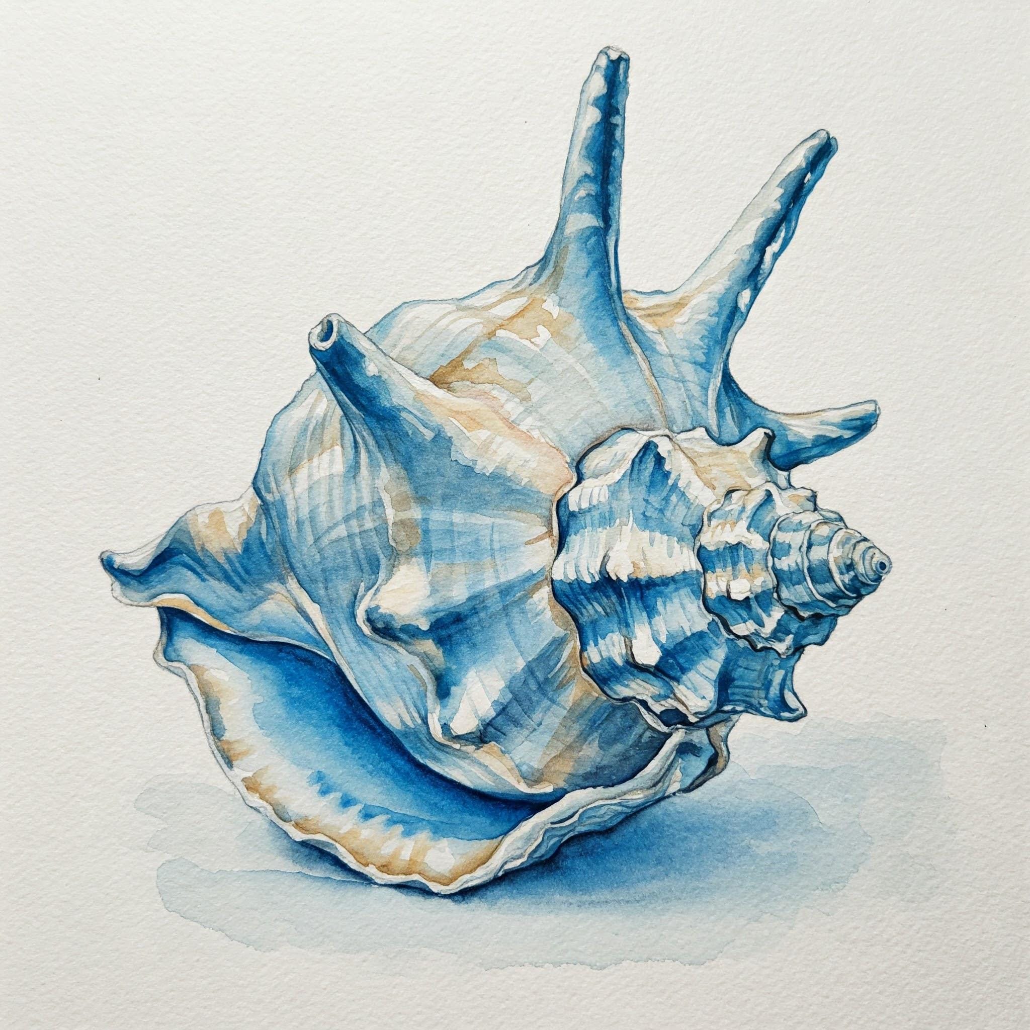 Seashell Watercolor Cross Stitch Pattern - Design Size: 200 X 200 ...