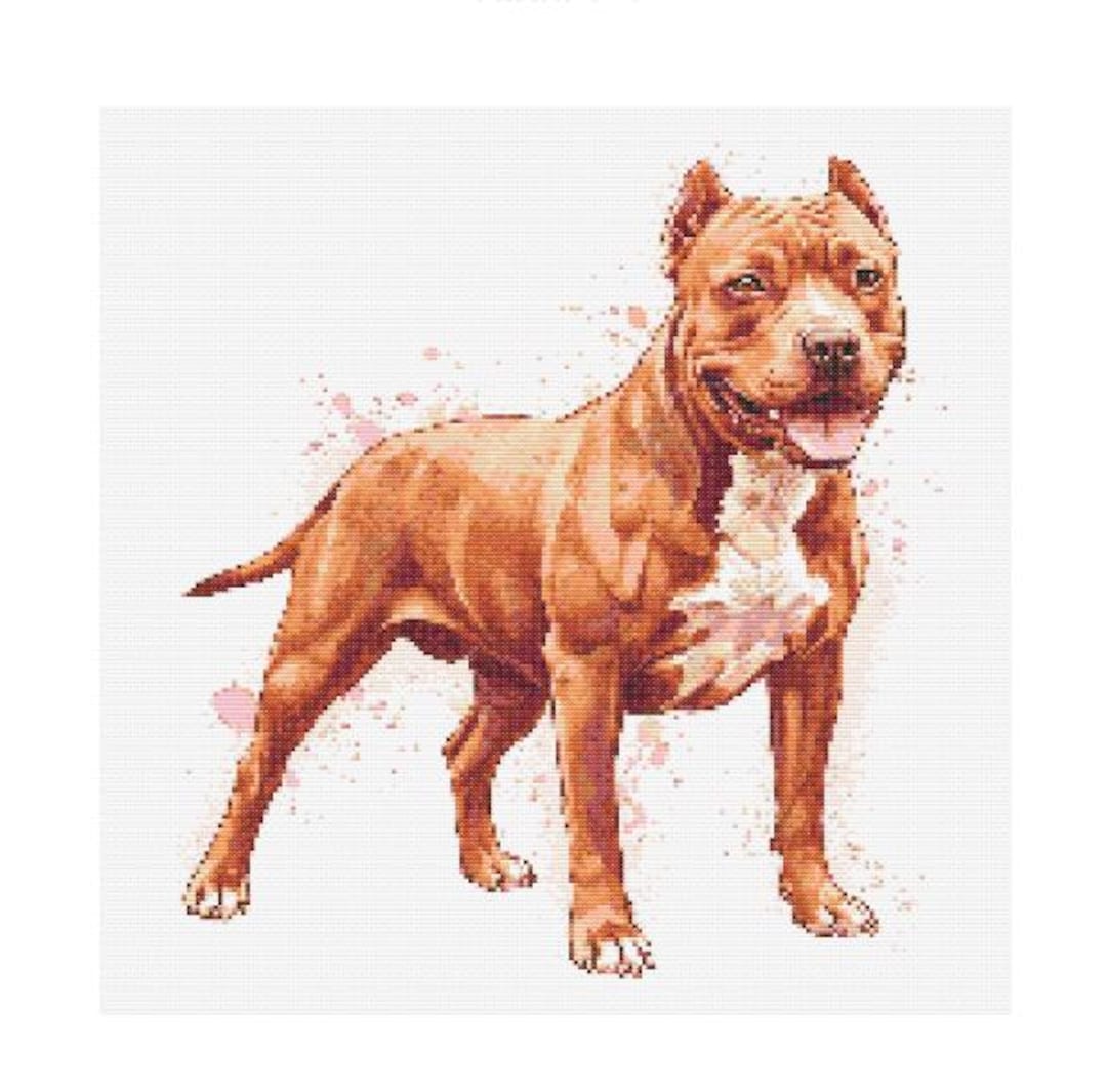 Pit Bull Watercolor Cross Stitch Pattern - Design Size: 200 X 200 ...