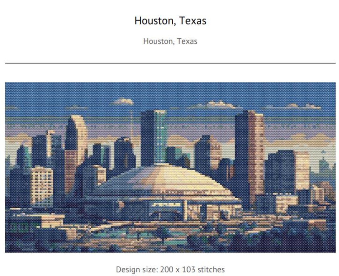 Houston, Texas Cityscape Cross Stitch Pattern - 200 X 103 Stitches - Etsy