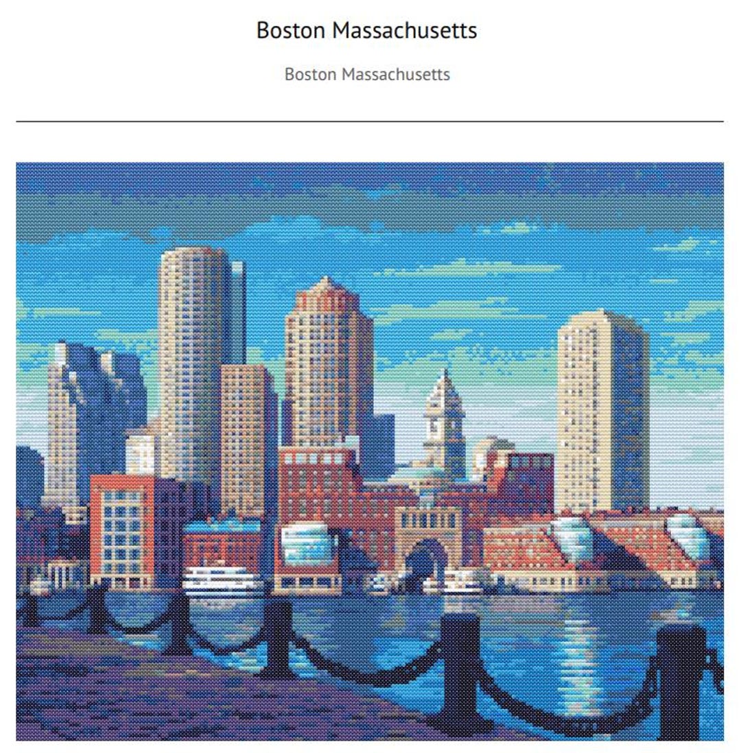 Boston Massachusetts Cityscape Cross Stitch Pattern - 200 X 163 ...