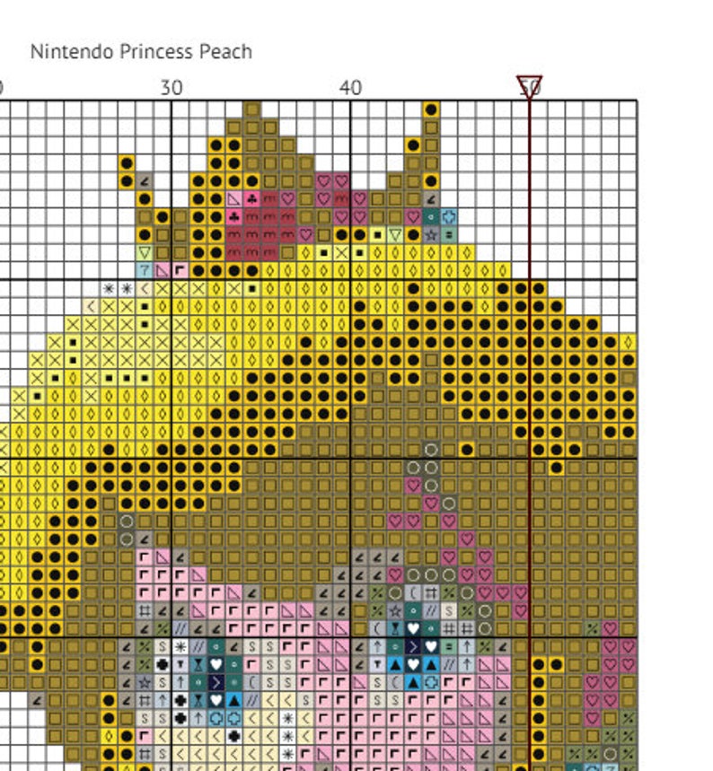 Princess Peach Cross Stitch Pattern Design Size: 100 X 180 Stitches - Etsy