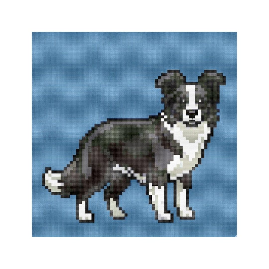 8-bit Border Collie Cross Stitch Pattern: Easy DIY Embroidery (PDF ...