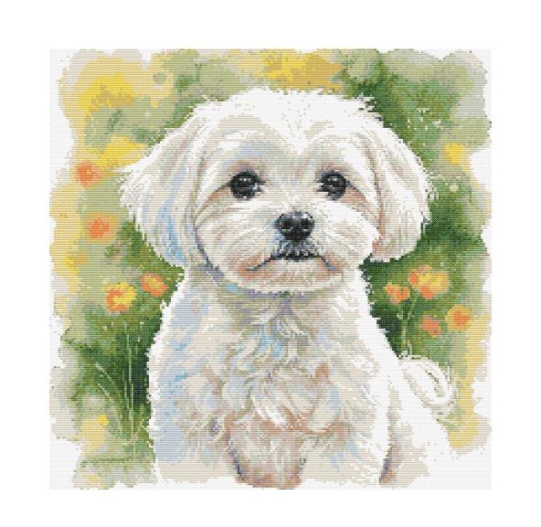 Maltipoo Watercolor Cross Stitch Pattern - Design Size: 200 X 200 ...