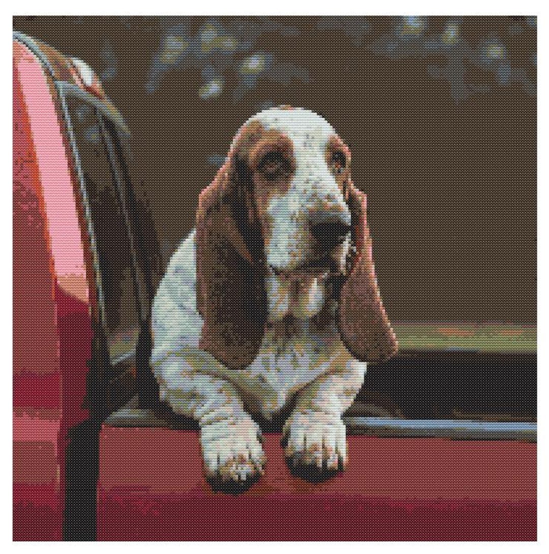 Basset Hound in Truck Cross Stitch Pattern - Design Size: 200 X 200 ...