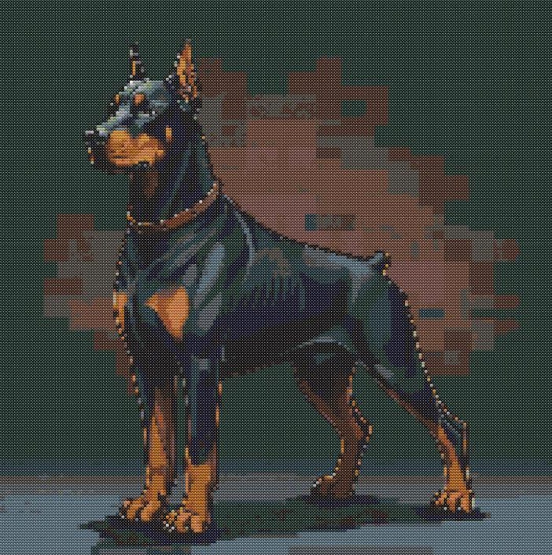 Doberman in Brown Cross Stitch Pattern - Design Size: 200 X 200 ...
