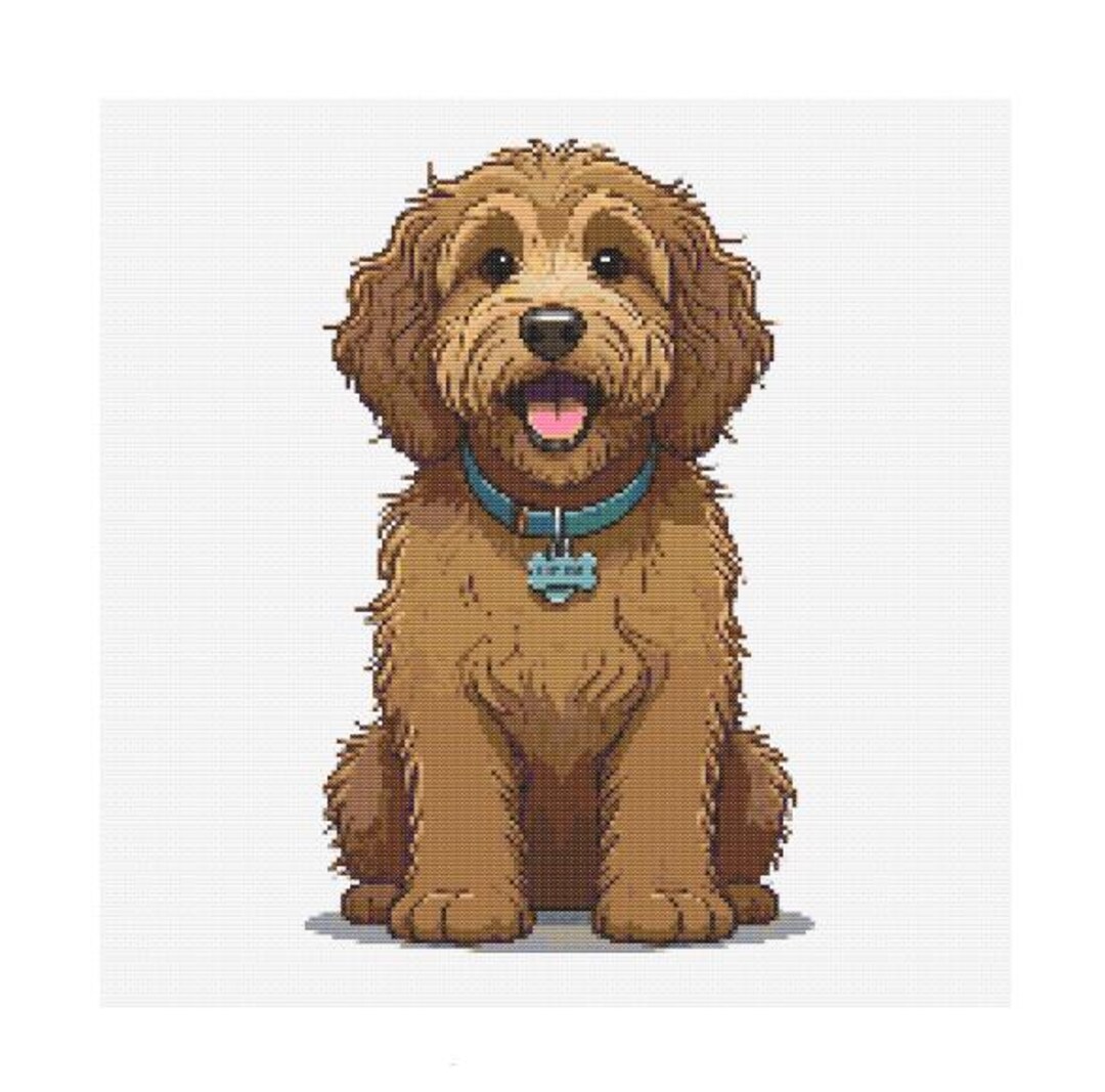 Labradoodle Puppy Cross Stitch Pattern - Design Size: 200 X 200 ...