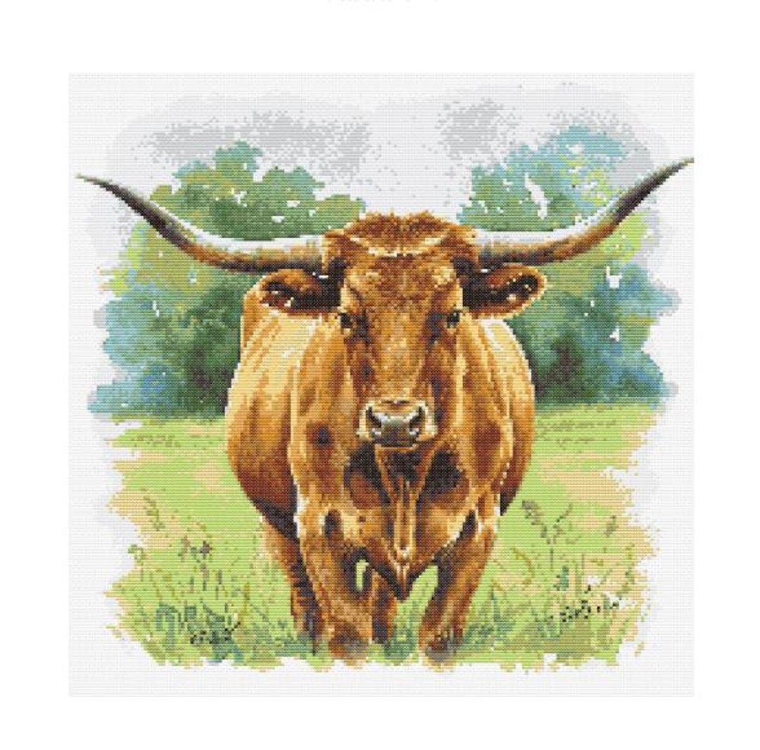 Longhorn Watercolor Cross Stitch Pattern - Design Size: 200 X 200 ...