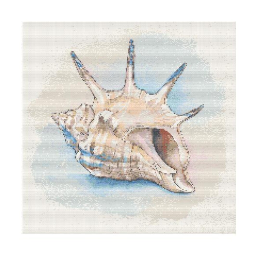 Seashell Watercolor Cross Stitch Pattern - Design Size: 200 X 200 ...