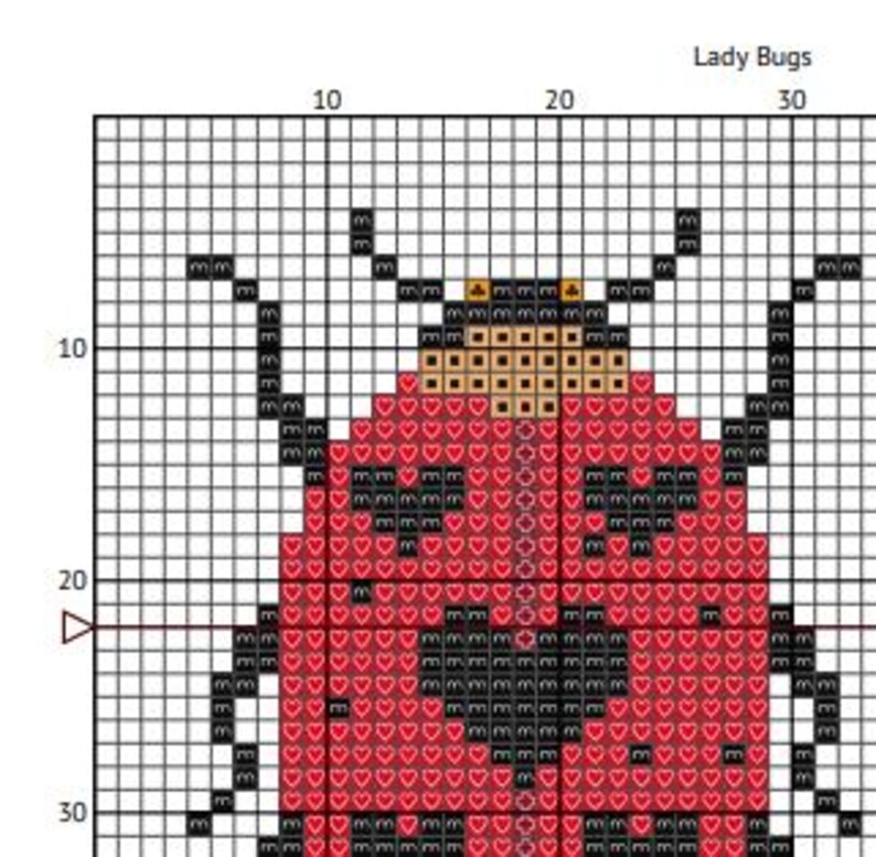 Lady Bugs Cross Stitch Pattern - Design Size: 100 X 42 Stitches - Etsy
