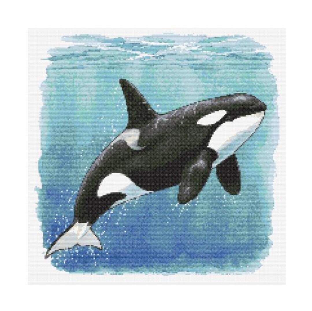 Orca Watercolor Cross Stitch Pattern - Design Size: 200 X 200 Stitches ...
